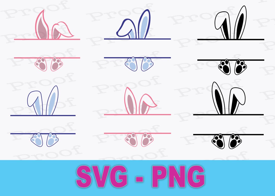 6 Easter Bunny Ears and Feet Clipart Collection SVG PNG! Great for Use ...