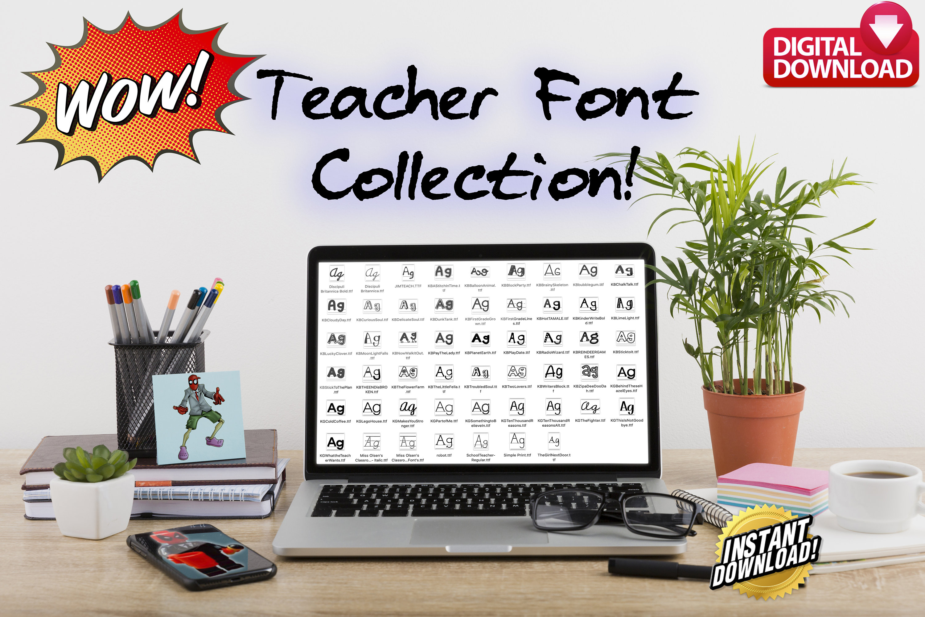 Teacher Font Collection, 50 TTF Files (digital Download) - Etsy