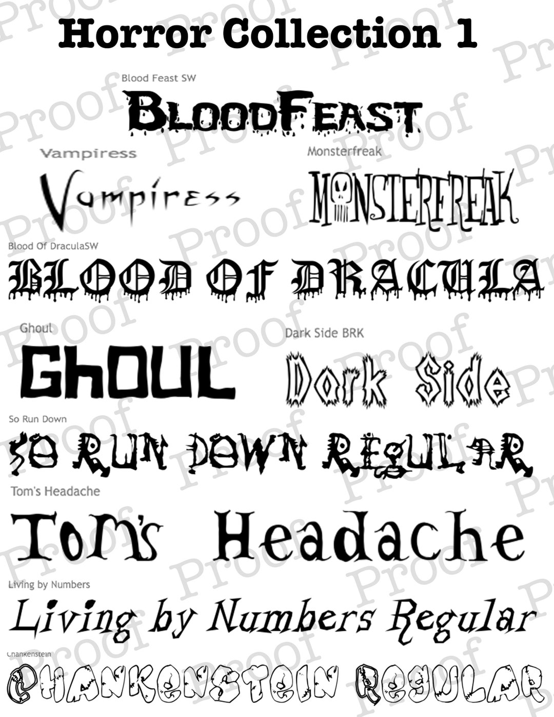 Horror Fonts Collection, Cricut Silhouette Procreate (TTF Files ...