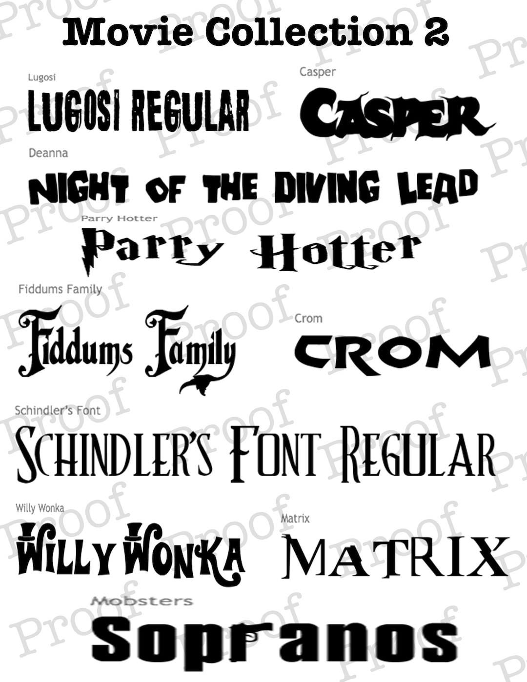 Movie Fonts Collection Part 2! Great for Use With Cricut, Silhouette ...