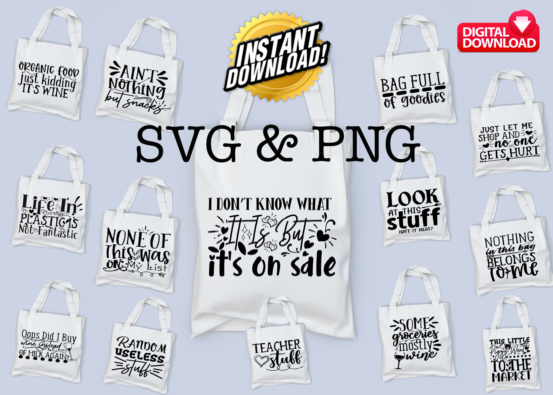 Tote Bag SVG PNG Cricut Silhouette Bundle 1 Great for Use | Etsy