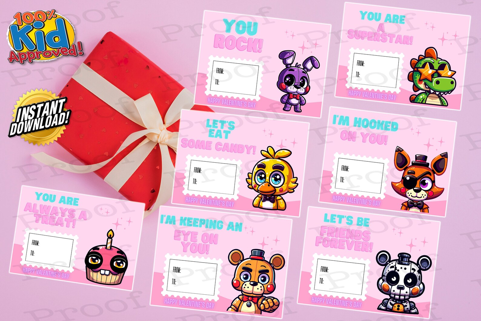 FNAF Valentine's Day Cards, Cute Chibi Printables (digital Download) - Etsy