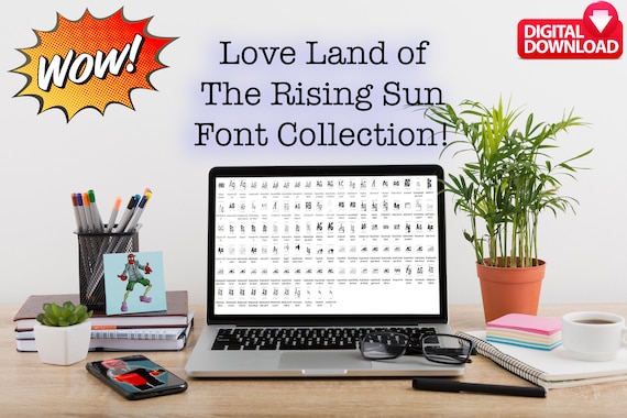Land of the Rising Sun Font Collection Great for Use With | Etsy