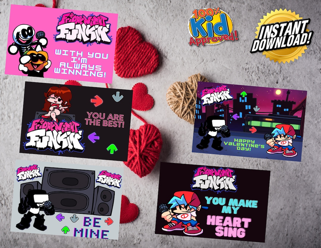 FNF Friday Night Funkin Valentine's Day Printable Cards! - Etsy