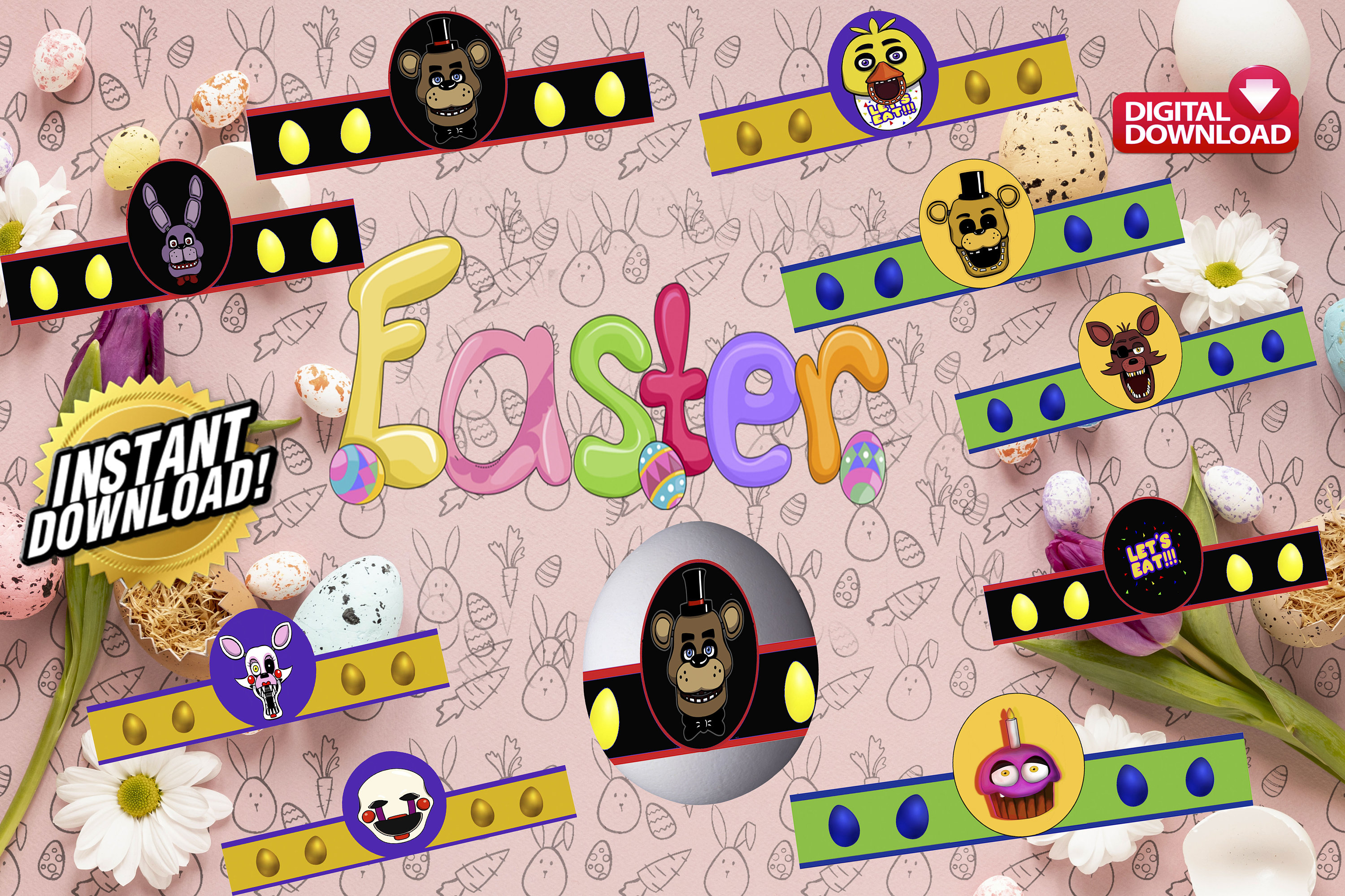 FNAF Five Nights at Freddy's Easter Egg Printable Egg - Etsy