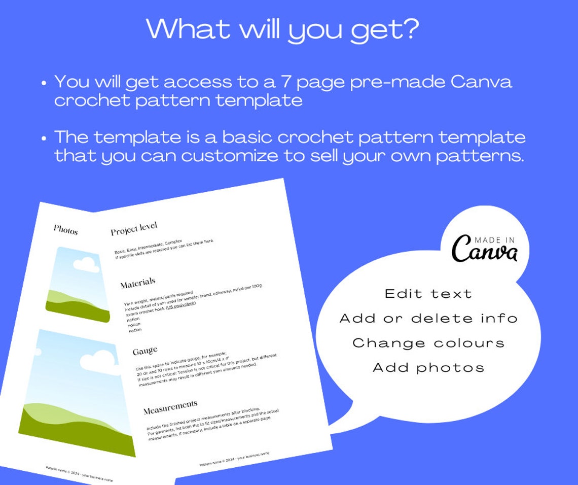 Crochet Pattern Template//canva//basic Template - Etsy Canada