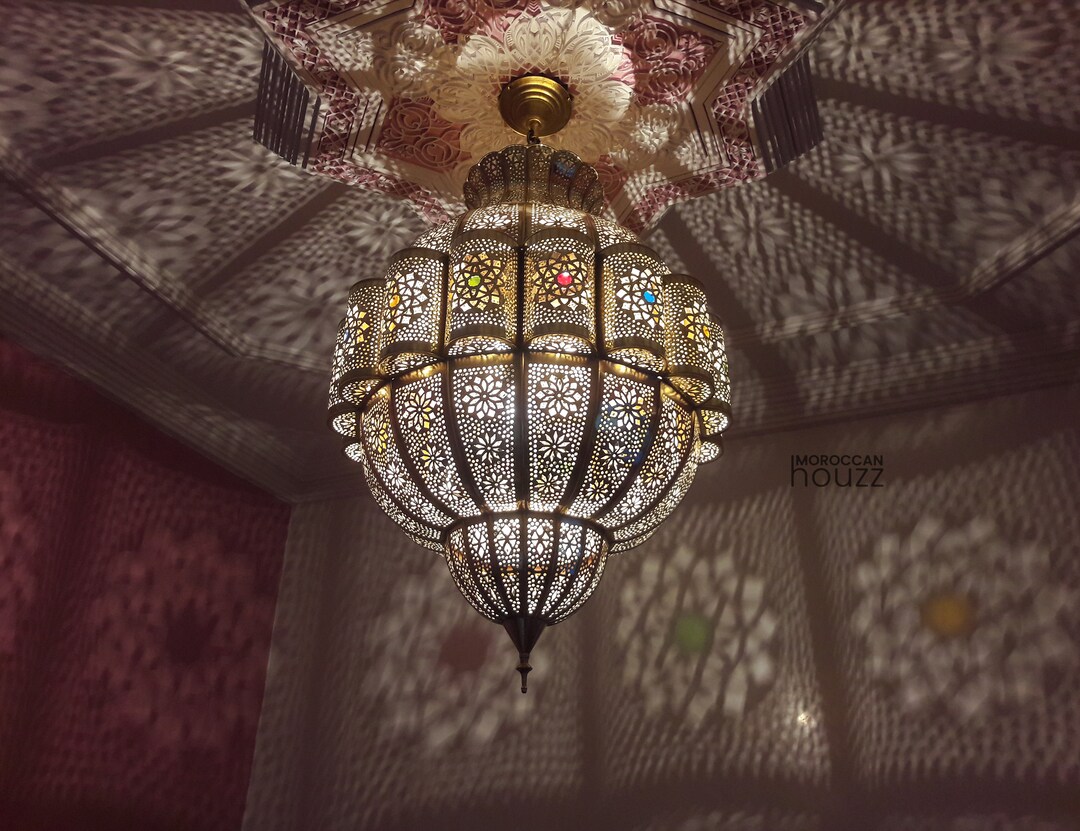 Large Moroccan Pendant Light, Moroccan Handmade Ceiling Lamp, Hanging ...