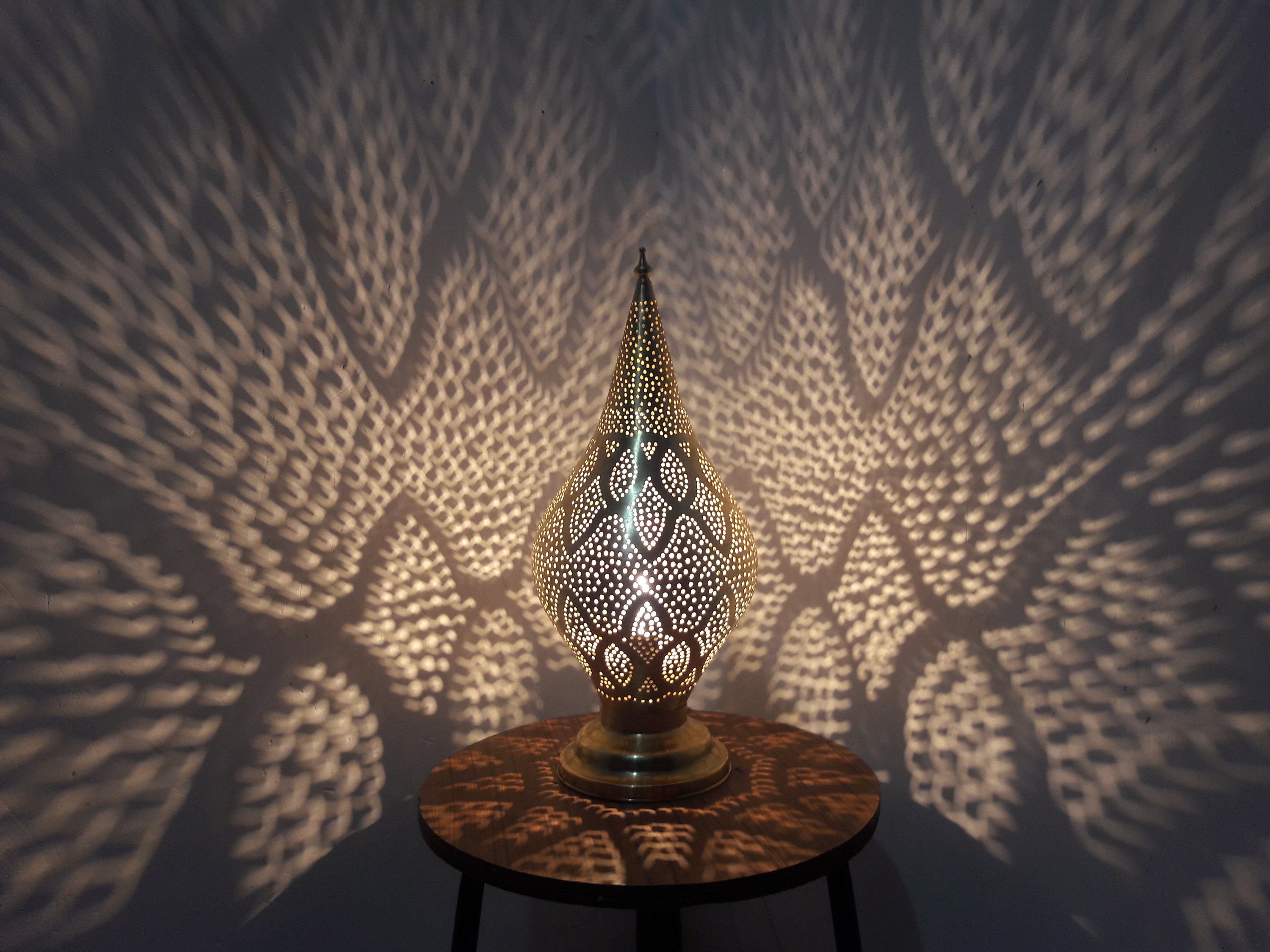 Moroccan Table Lamp, Brass Table Lamp, Mosaic Lamps, Living Room Table ...