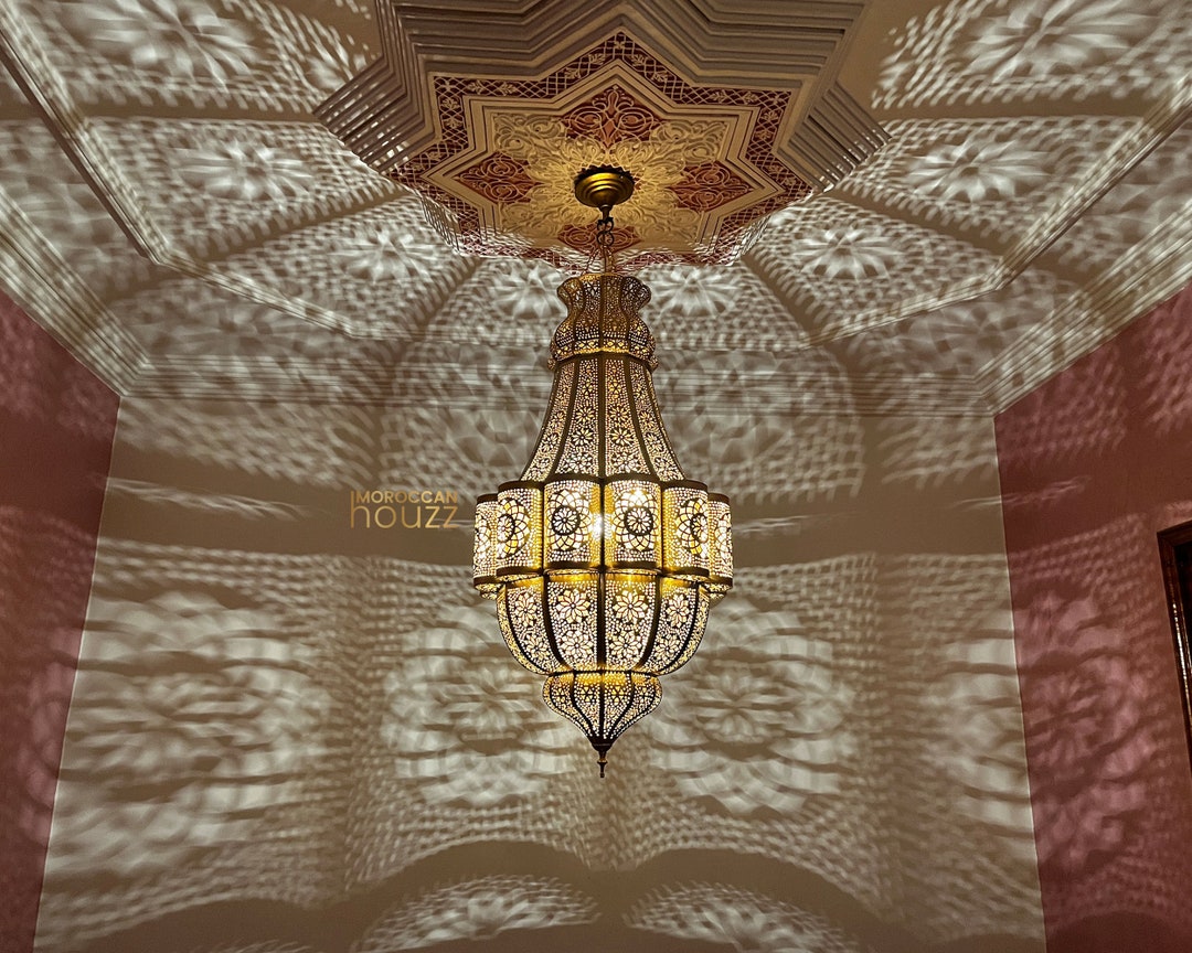 Big Moroccan Pendant Brass Light, Moroccan Lamp, Hanging Lamp ...