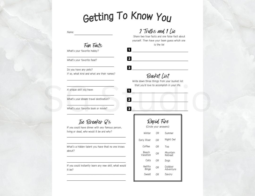Getting to Know You Printable, Team Building Game, Ice Breaker Activity ...