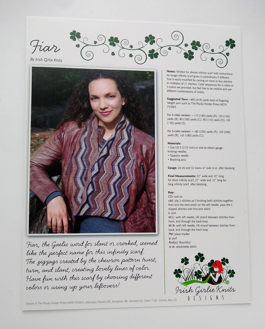 Fiar, Irish Girlie Knits, Knitting Pattern, Short or Long Chevron Cowl ...