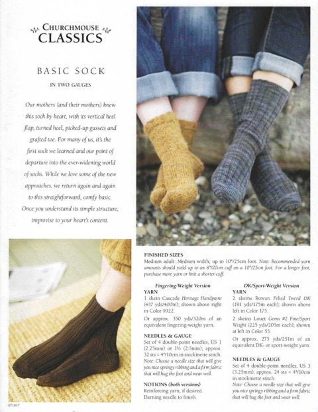 Basic Sock, Churchmouse Classics, Knitting Pattern, Med. Adult Sock ...