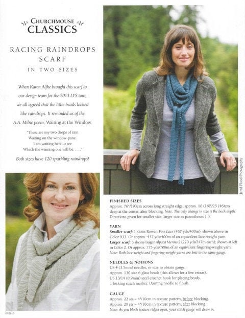 Racing Raindrops Scarf Churchmouse Triangular Scarf Knitting - Etsy