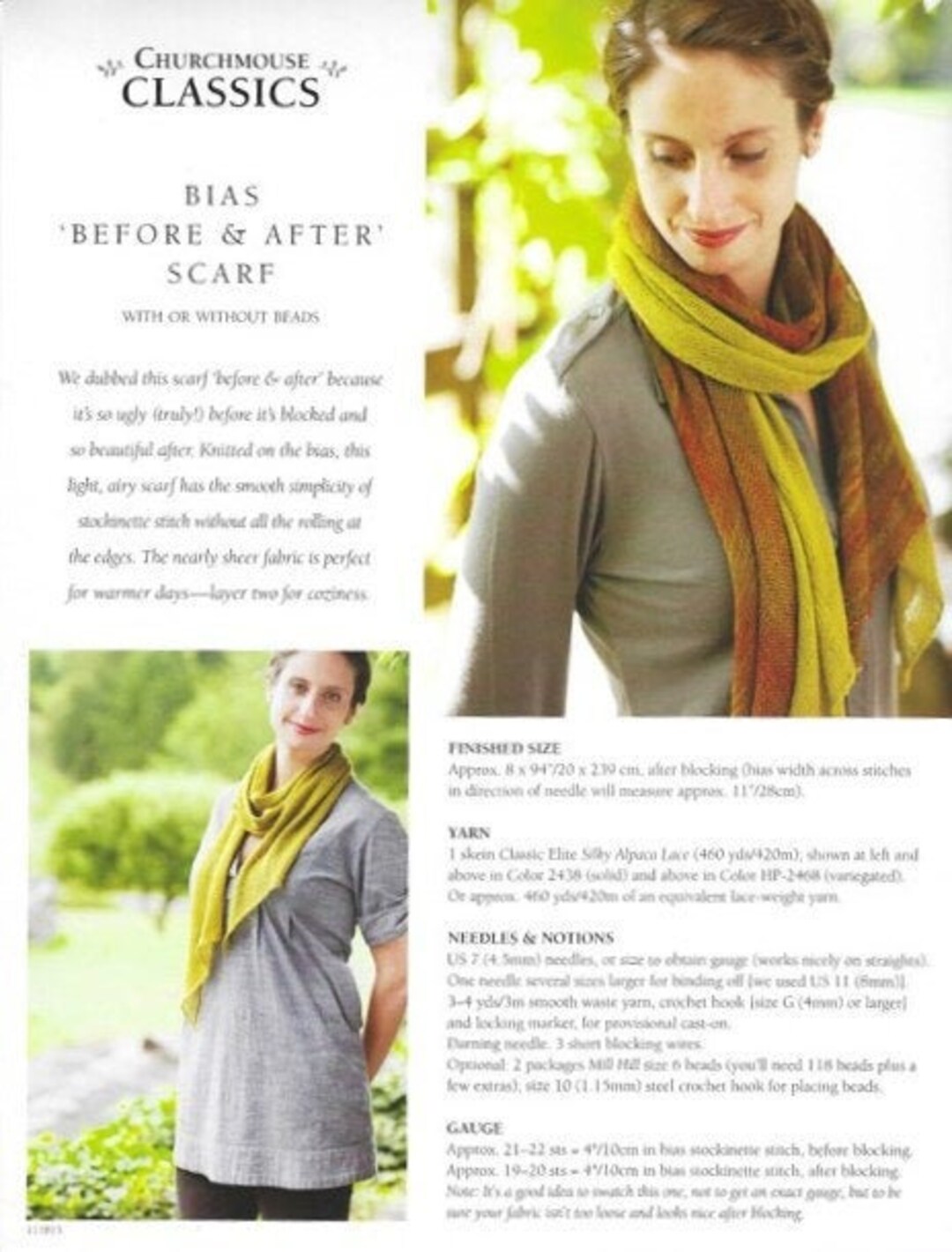 Bias Before & After Scarf, Churchmouse Classics, Scarf Knitting Pattern ...