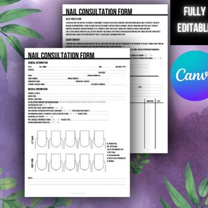 Nail Consultation Forms Printable Nail Services Template - Etsy