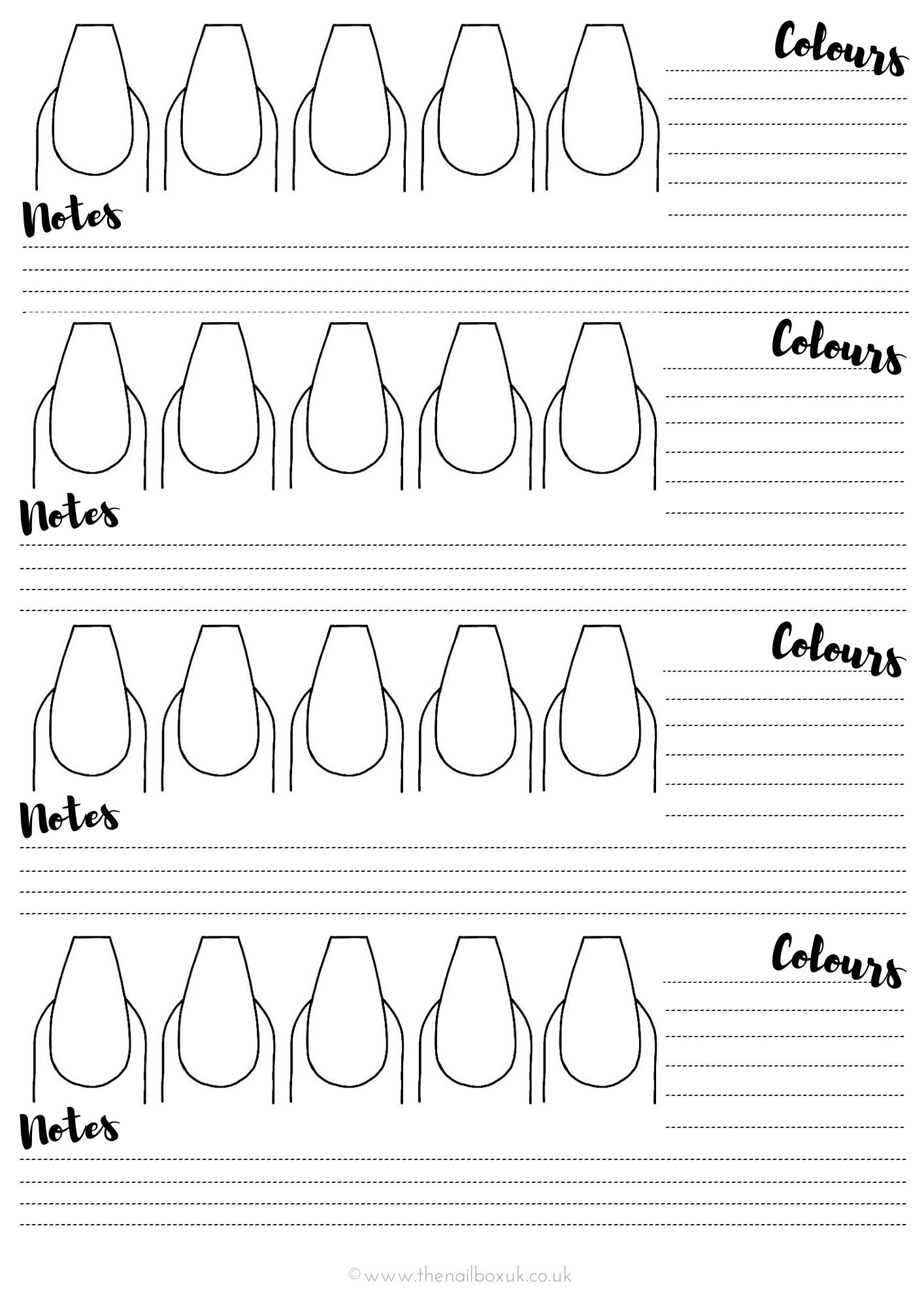 Printable Blank Nail Template