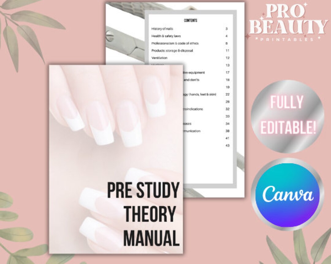 Pre Study Theory Manual for Nail Training, Nail Training Manual, Beauty ...