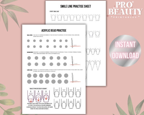 Acrylic Nail Practise Sheet Printable Download, Nail Art, Nail Tech ...