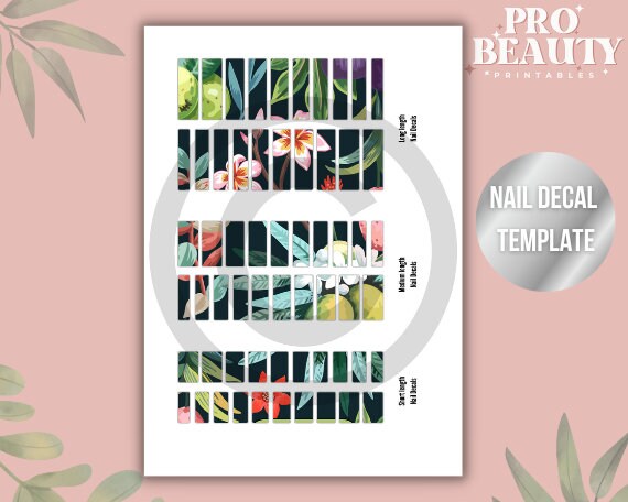 Nail Decal Template, 3 Sizes, Decals, Stickers, Nail Art. - Etsy