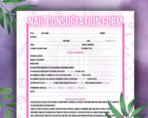 Nail Consultation Form Printable Nail Tech Forms Nail - Etsy