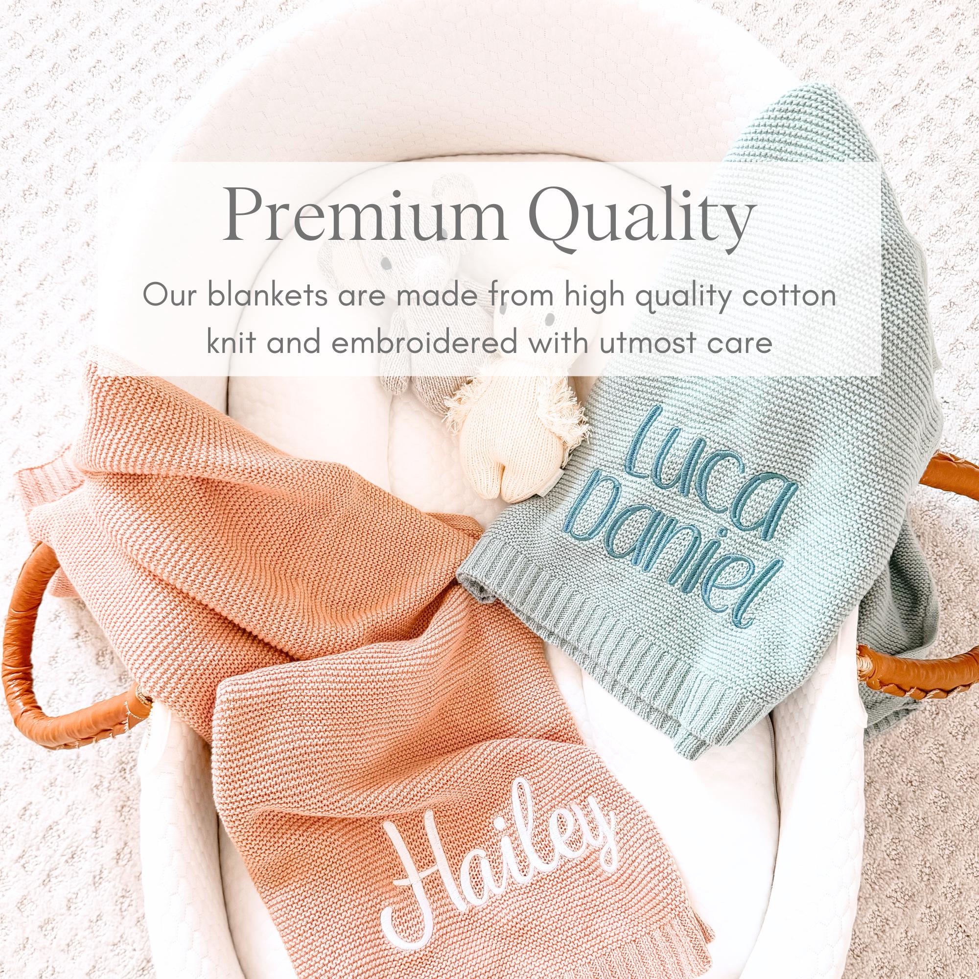 Personalized Knit Baby Blanket, Custom Baby Blanket, Embroidered Baby ...