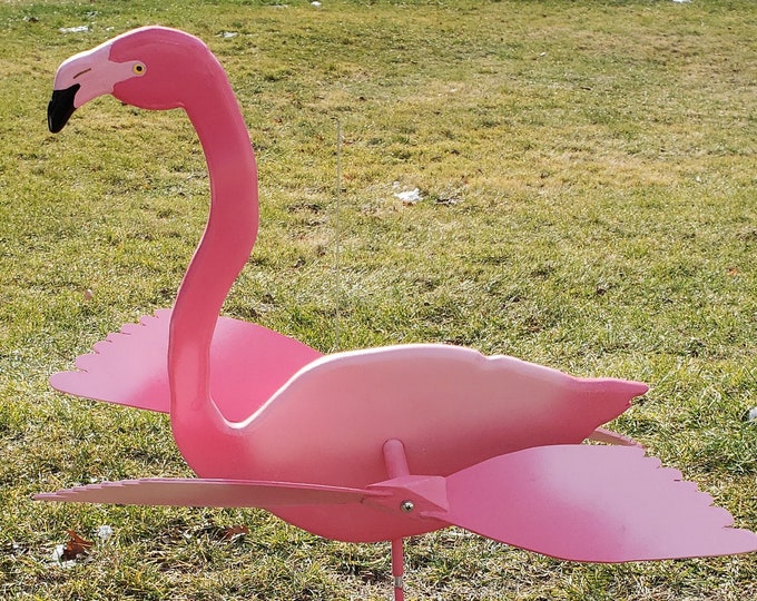 Large Hand Made 22" Pink Flamingo Bird Whirligig 'folk Art' Lawn / Deck ...