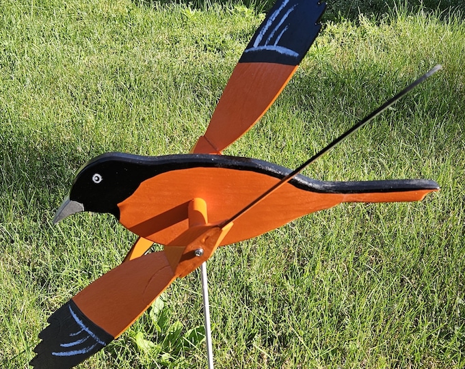 Large Hand Made 20" Baltimore Oriole Bird Whirligig 'folk Art' Lawn ...