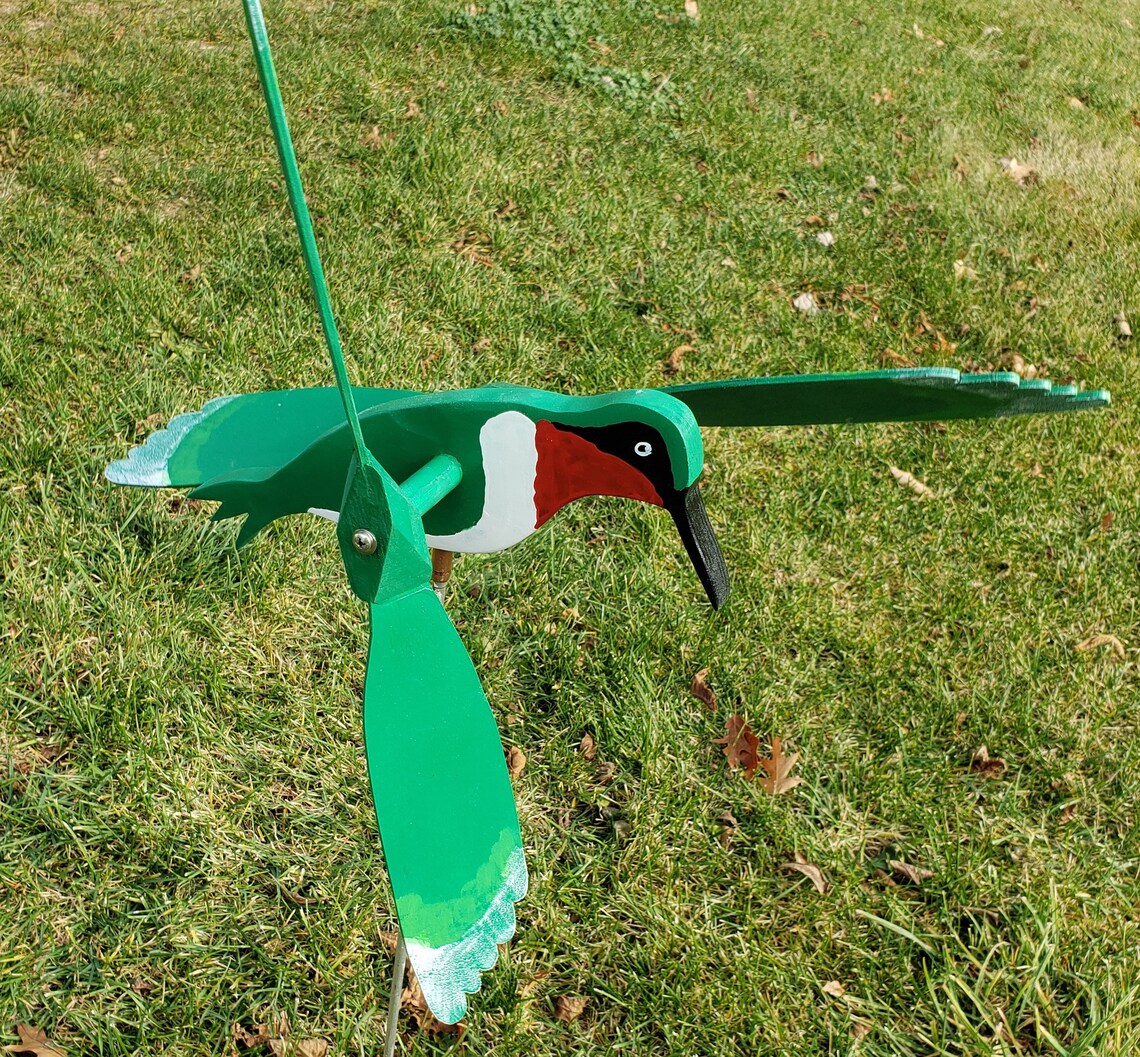 Large 20 Hand Made Ruby Throated Hummingbird Whirligig | Etsy