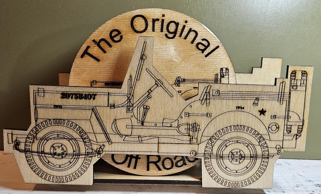 Hand Made 5 Piece Military Jeep Off-road Drink Coaster Set With Holder ...