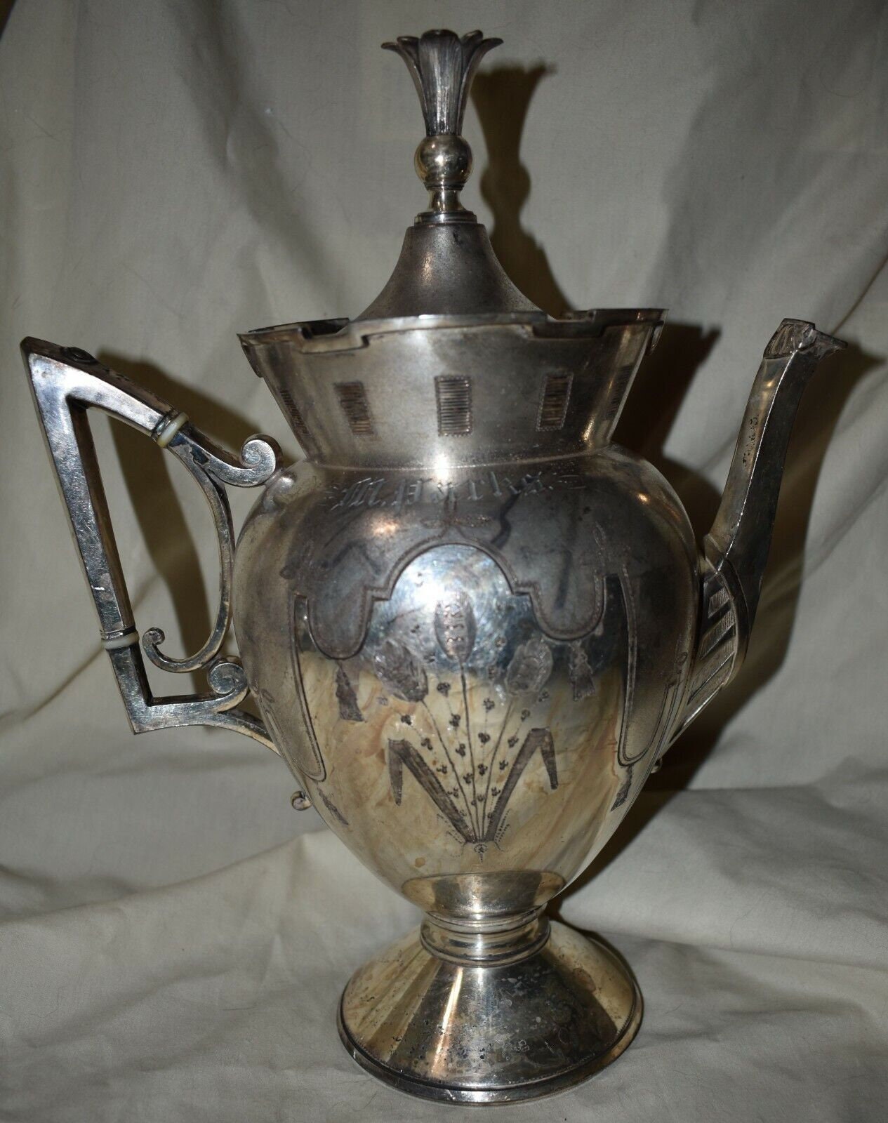 Antique Victorian Gothic Era Large Silver Tea / Coffee Set Rogers Smith ...