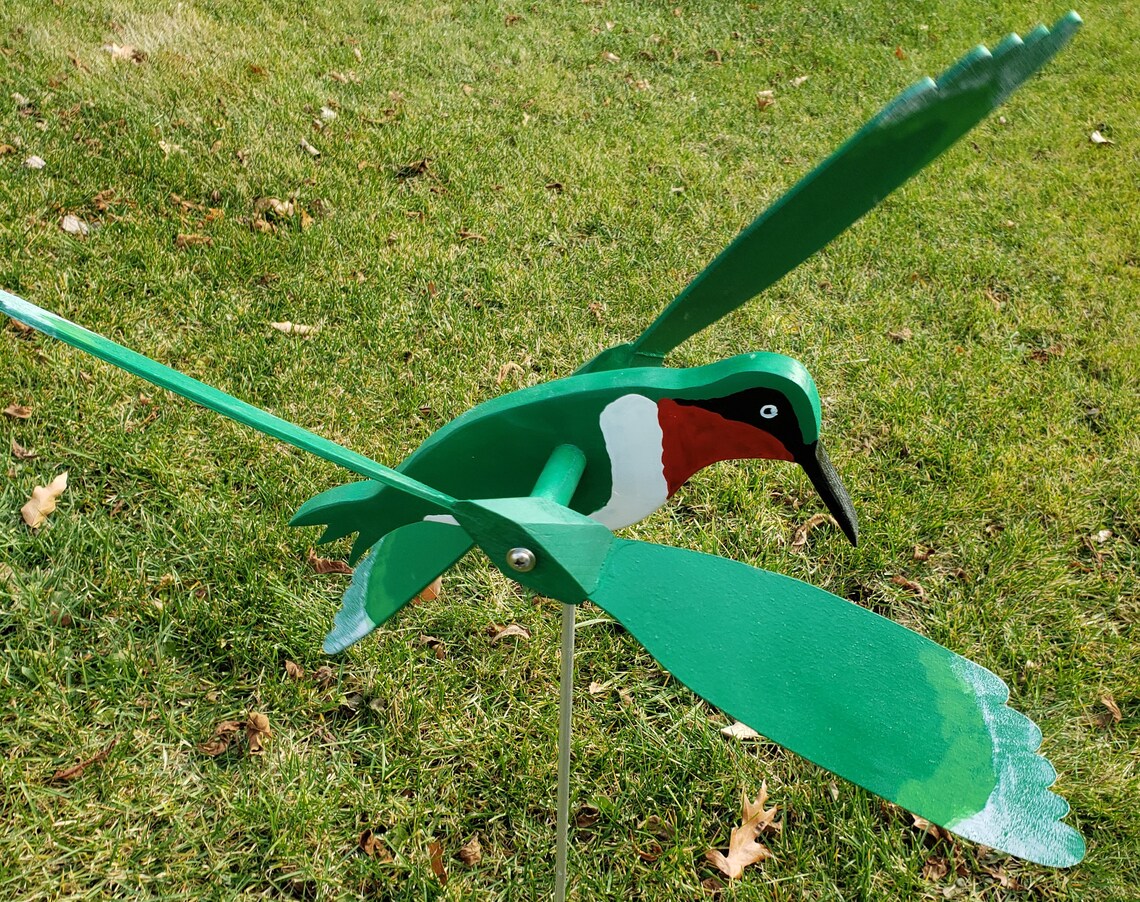Large 20 Hand Made Ruby Throated Hummingbird Whirligig | Etsy