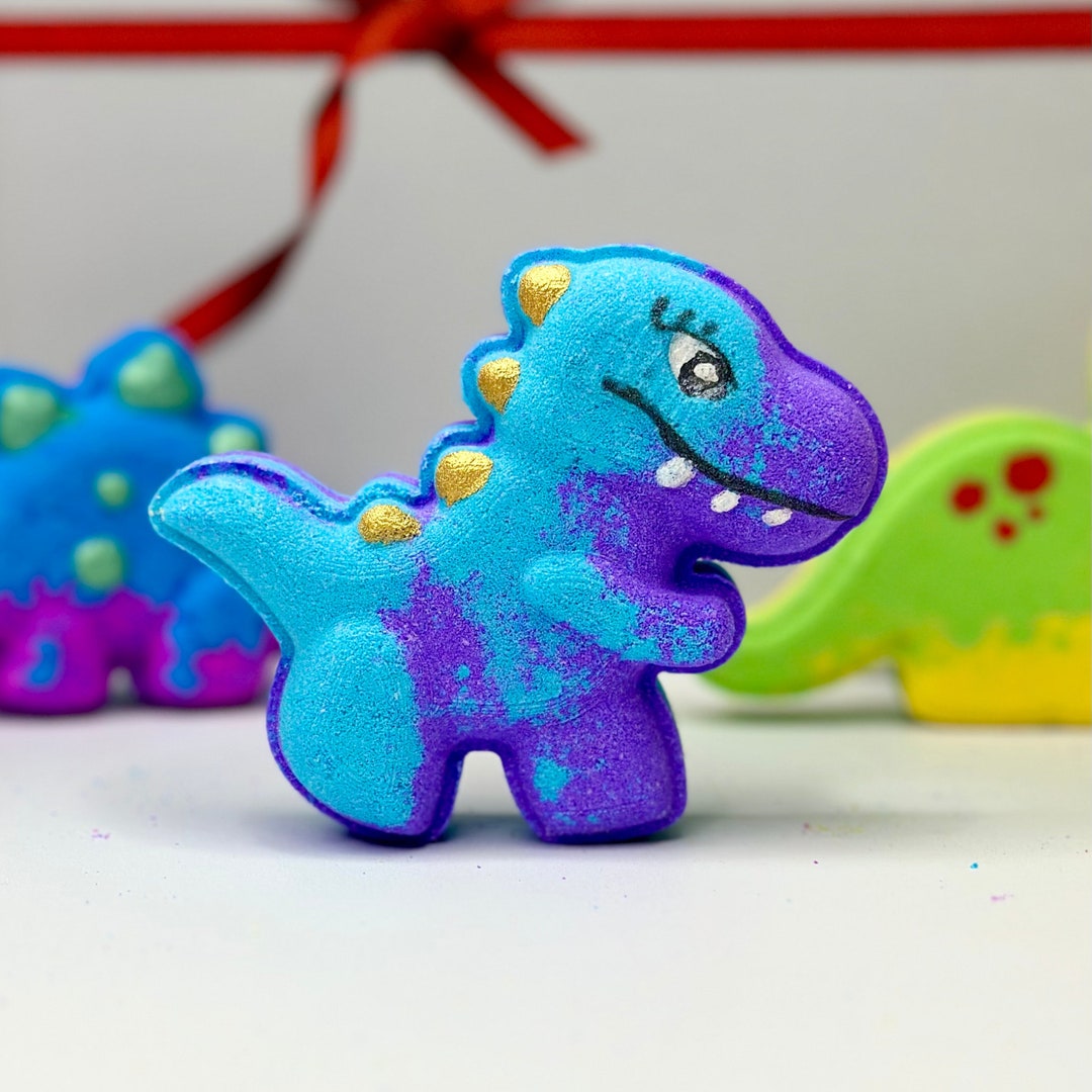 Hand-painted Dinosaur Bath Bomb Gift Set for Kids Birthday Vegan & Fun ...