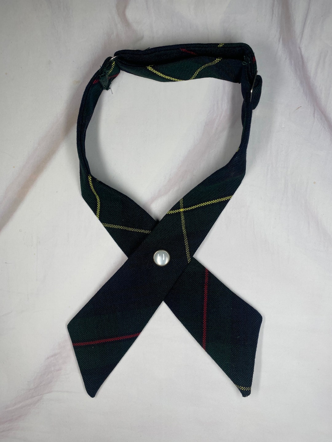 Plaid 55 girl's Plaid Cross Tie-back to School Uniform Adjustable Neck ...