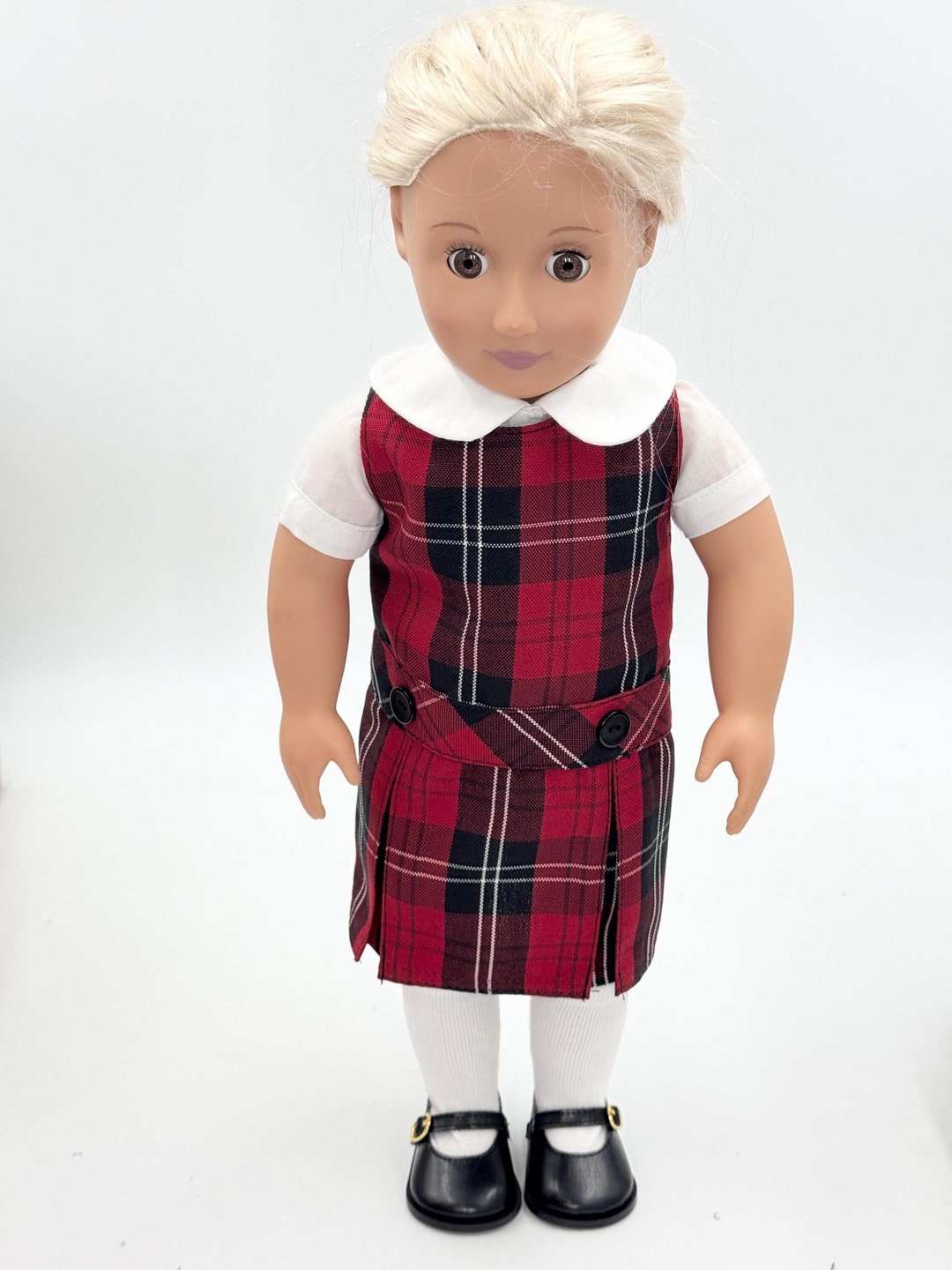 Plaid 70/18 Inch Doll Uniform Outfit/dropped Waist Jumper Set/school ...