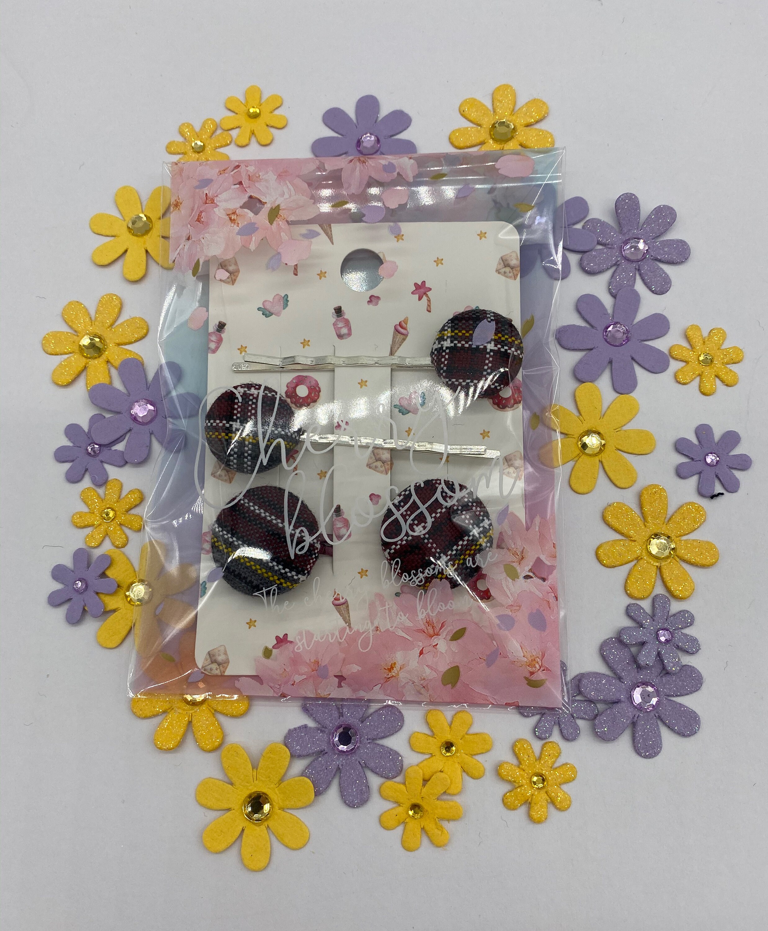 Cola Plaid 43/school Uniform Plaid/button Hair Bobby - Etsy