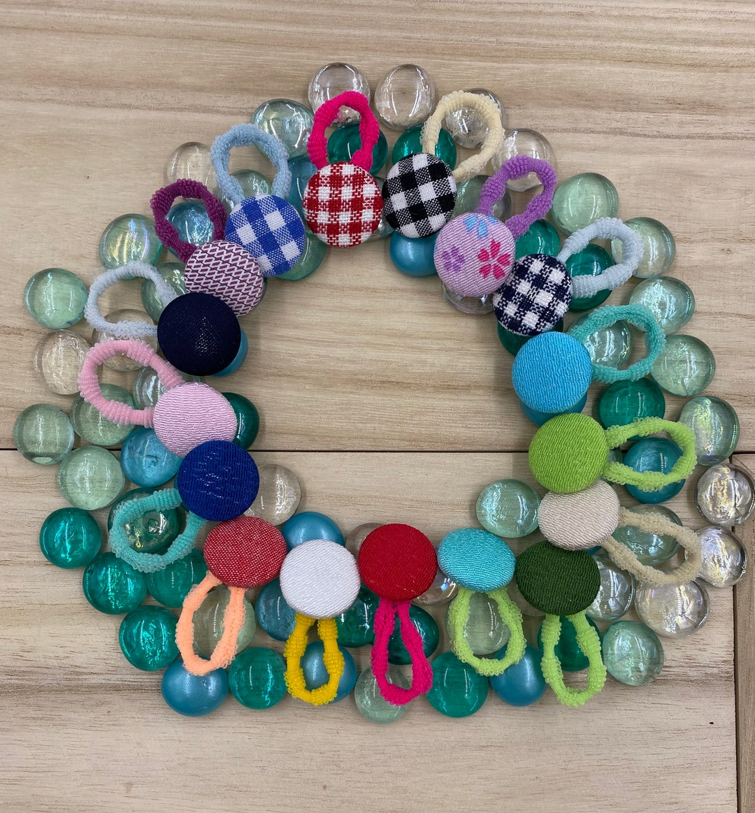 Solid or Printed Fabric Button Hair Ties/toddlers,girls,women Hair ...