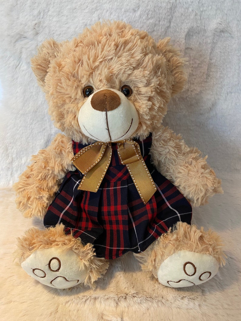 12 Inch/18 Inch Tan Plush Teddy Bear/ Dark Navyred and White - Etsy