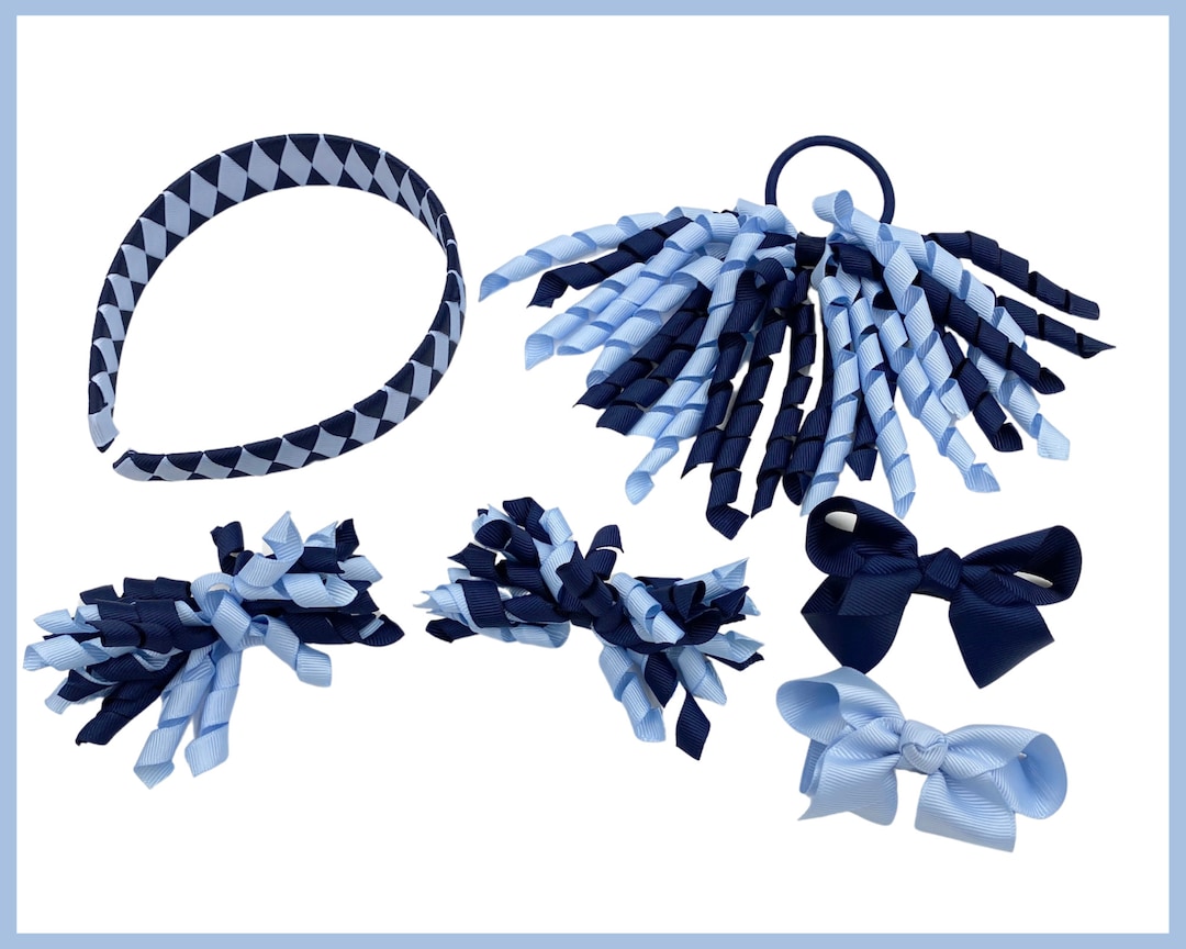 Navy Light Blue Ribbon Hair Bows/back to School/girls Hair Accessories ...