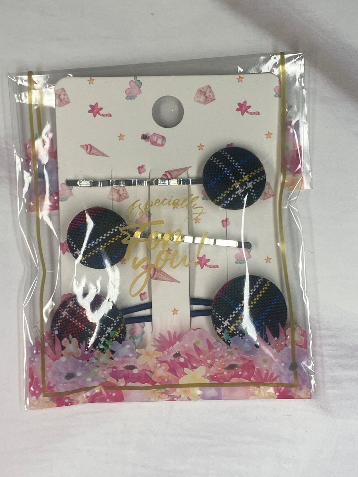Plaid 56/school Uniform Plaid/button Hair Bobby Pin/double Button Hair ...