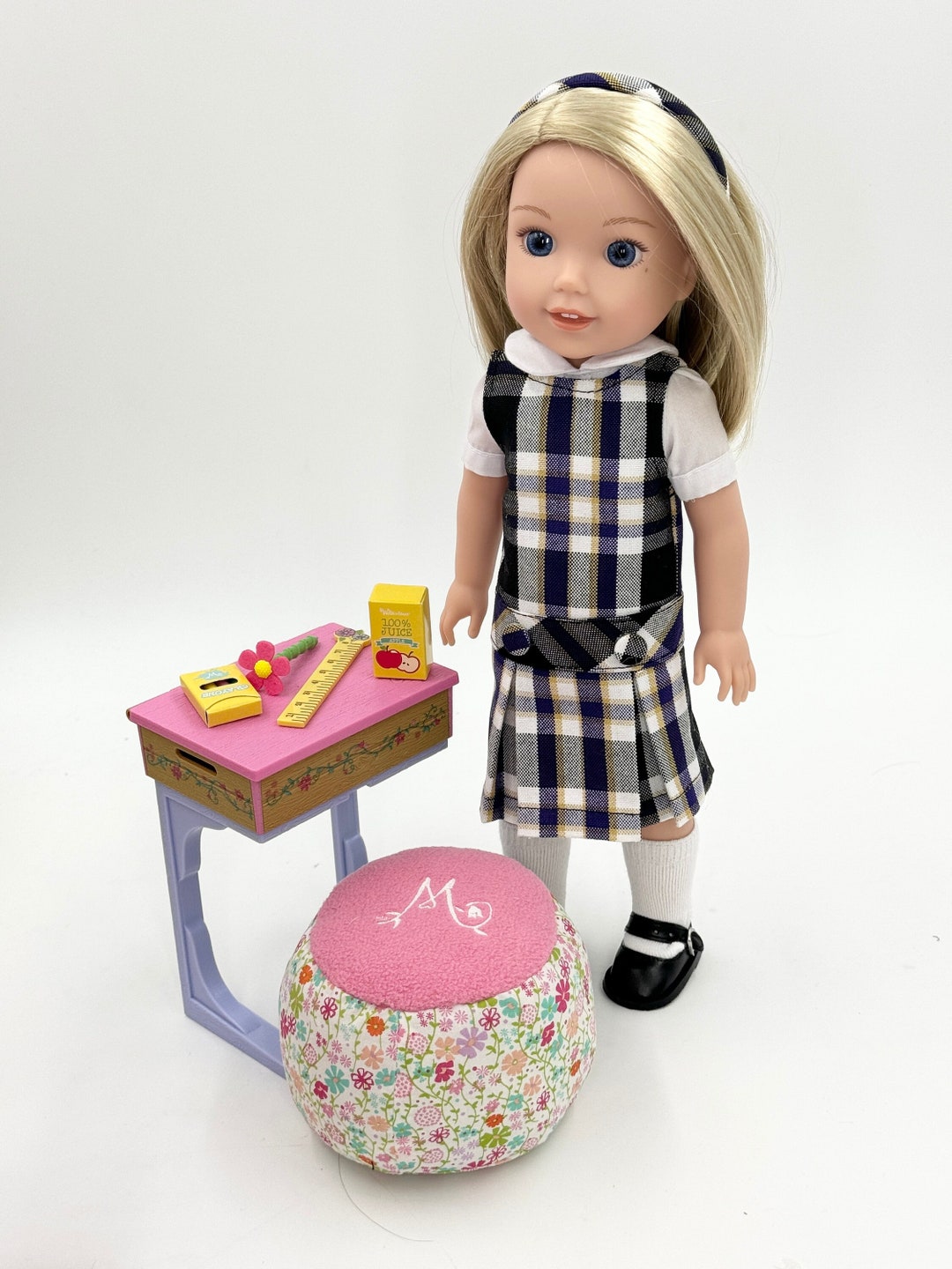 Plaid 2M/14.5 Inch Doll Uniform Outfit/dropped Waist Jumper/matching ...