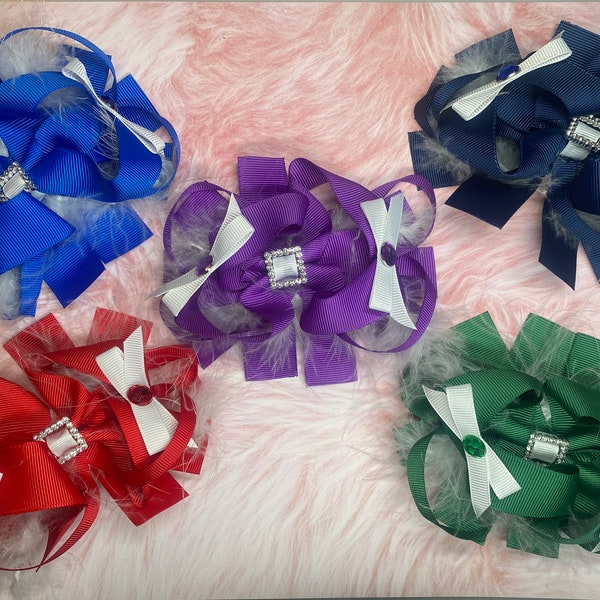 Girls Hair Bow Feathers - Etsy