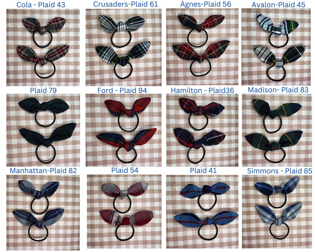 School Uniform Plaid Bunny Ear Hair Tie/back to School/bunny Ear Bows ...