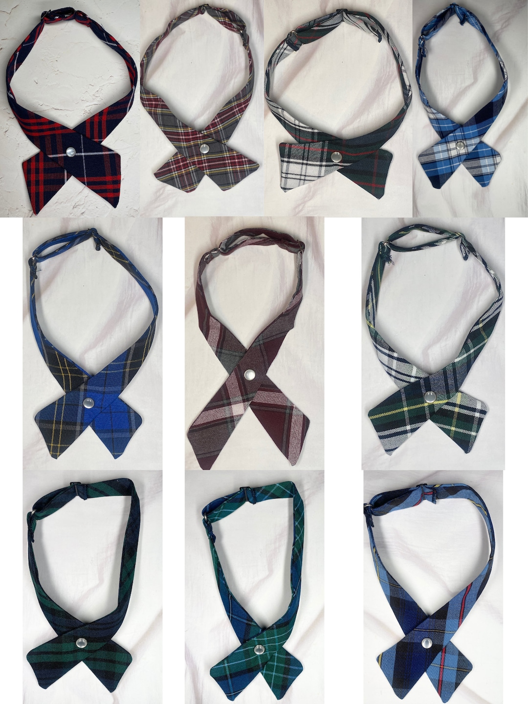 Girl's Plaid Cross Tie-back to School Uniform Adjustable Neck Tie With ...