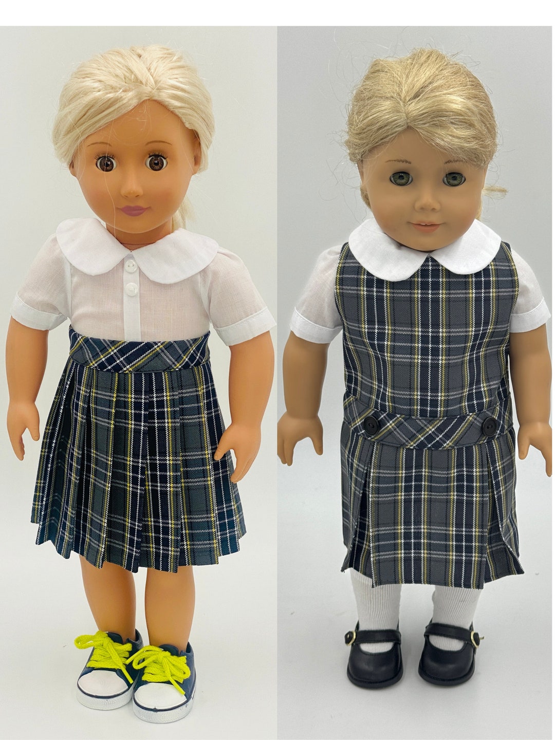Plaid 42/18 Inch American Doll Uniform Outfit/pleated Skirt or - Etsy