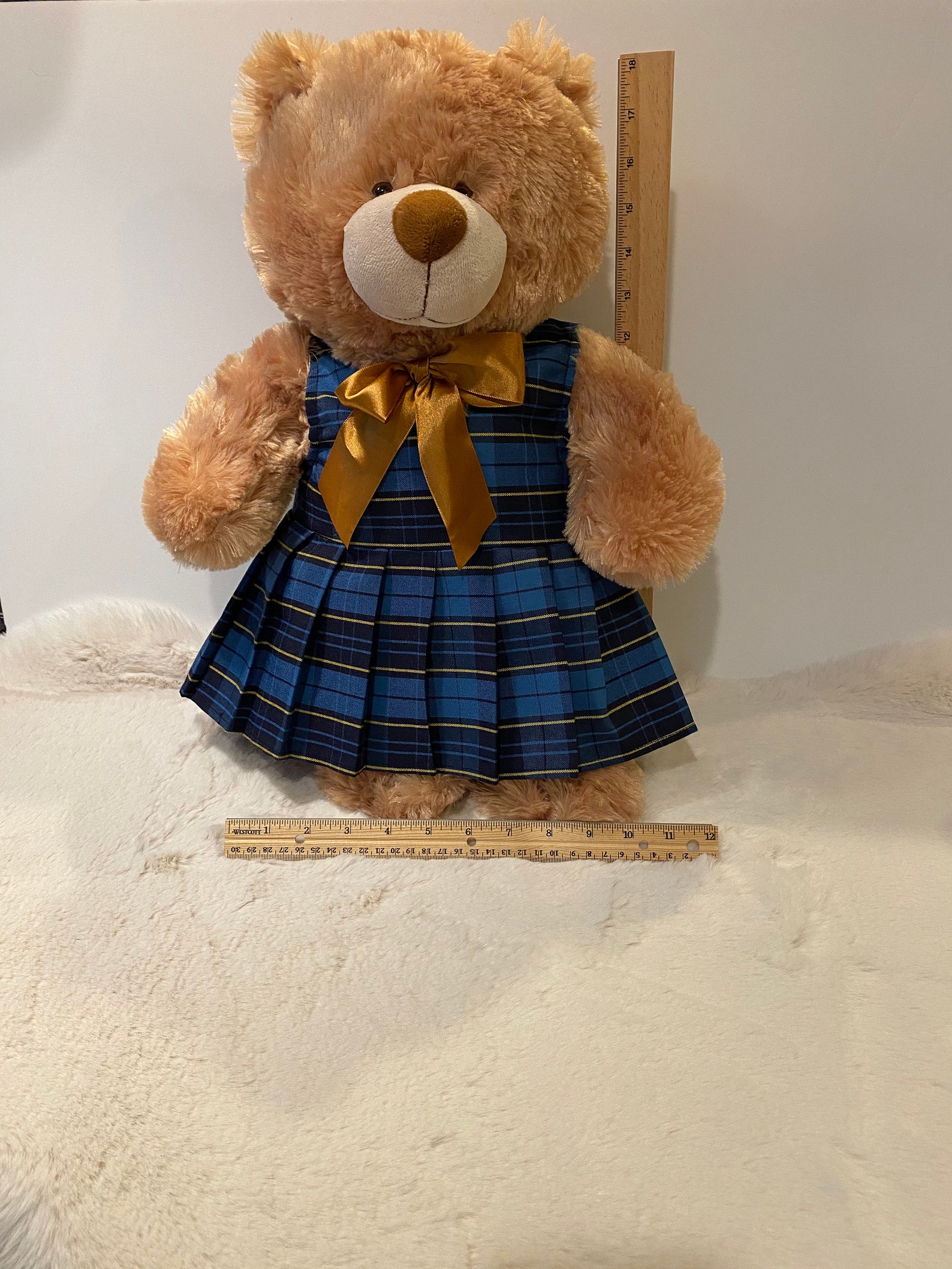 18 Inch Soft Plush Teddy Bear in Navy Blue Yellow Plaid | Etsy