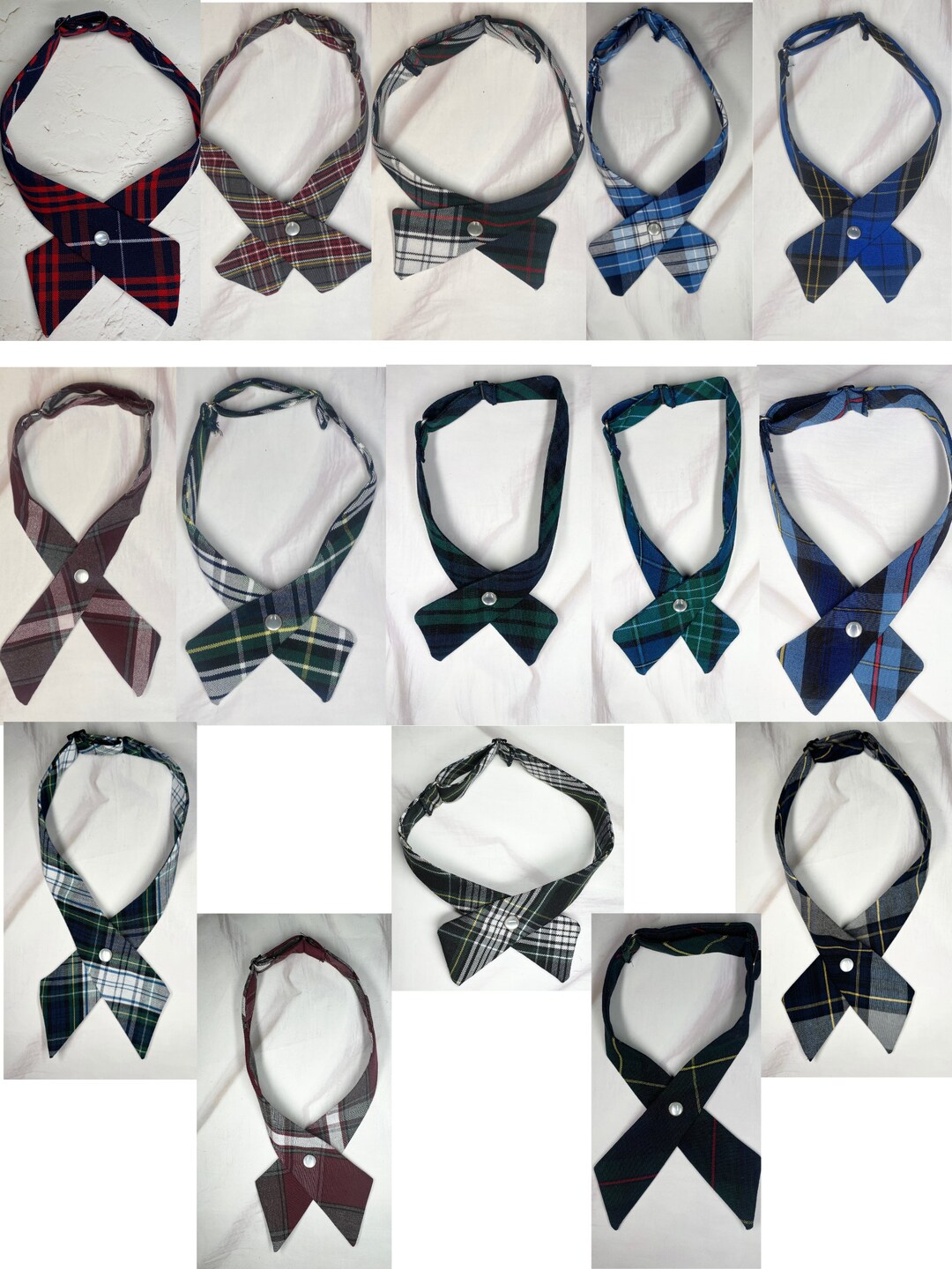 Girl's Plaid Cross Tie-back to School Uniform Adjustable Neck Tie With ...