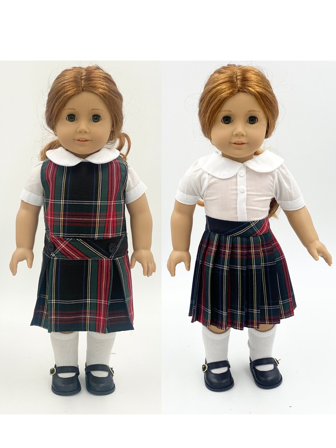 Plaid 63/18 Inch Doll Uniform Outfit/pleated Skirt or Dropped Waist Set ...