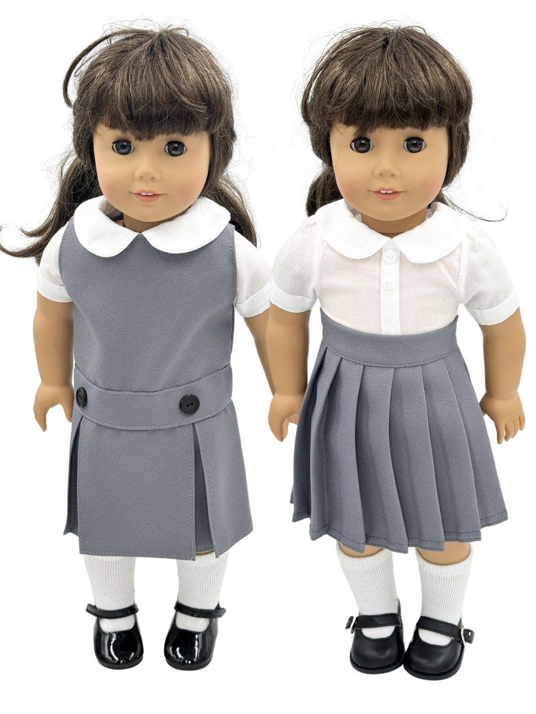 Solid Grey 18 Inch Doll Uniform Outfit/dropped Waist Jumper Set/school ...