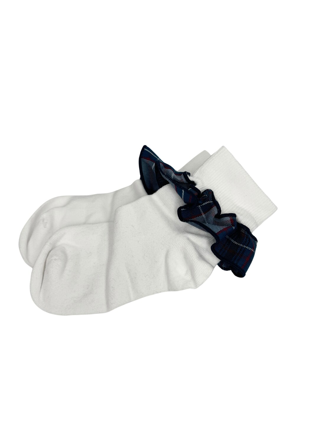 Plaid 82-girls Plaid Trimmed Ruffled Ankle Socks--school Uniform Socks ...