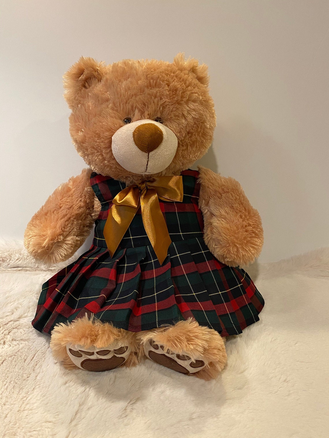 18 Inch Soft Plush Teddy Bear in Redforestblackyellow Plaid - Etsy